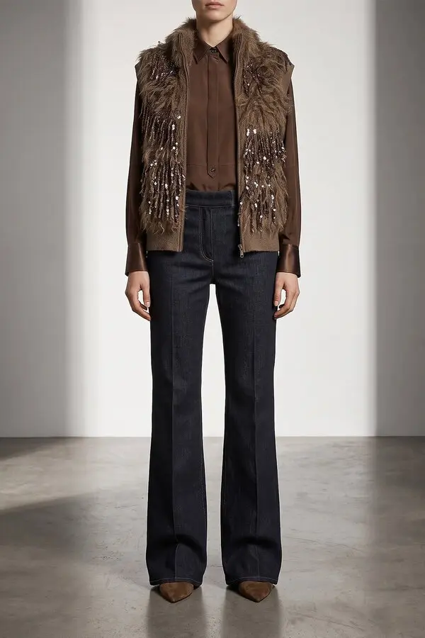 Brunello Cucinelli Vest 'dazzling Moss Embroidery