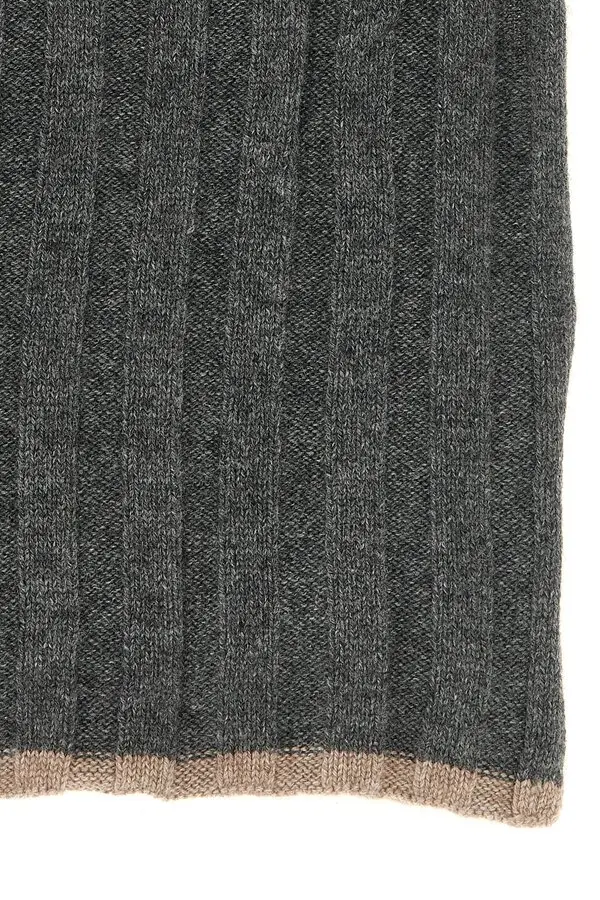 Brunello Cucinelli Ribbed Cashmere Knit Scarf