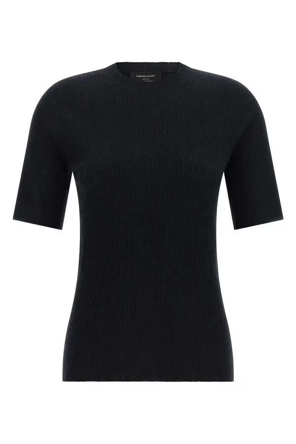 Fabiana Filippi Ribbed Knit T-shirt - Blue