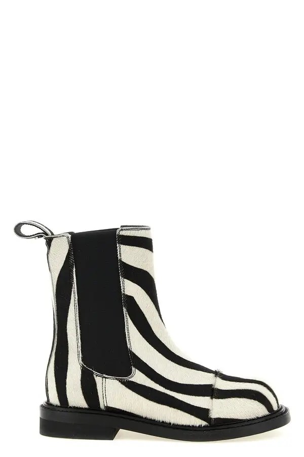 Moschino Zebra-print Calf Hair Chelsea Boots - White/black