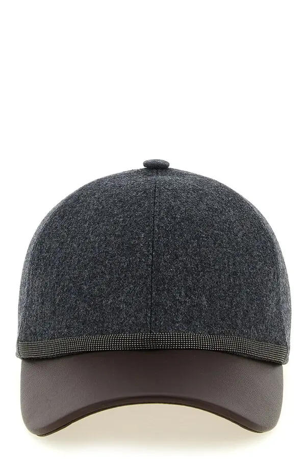 Brunello Cucinelli Baseball Cap With Monili Trim - Gray
