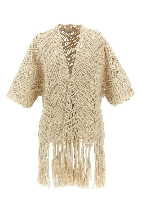 Brunello Cucinelli Cardigan 'opera Dazzling Macram - Beige