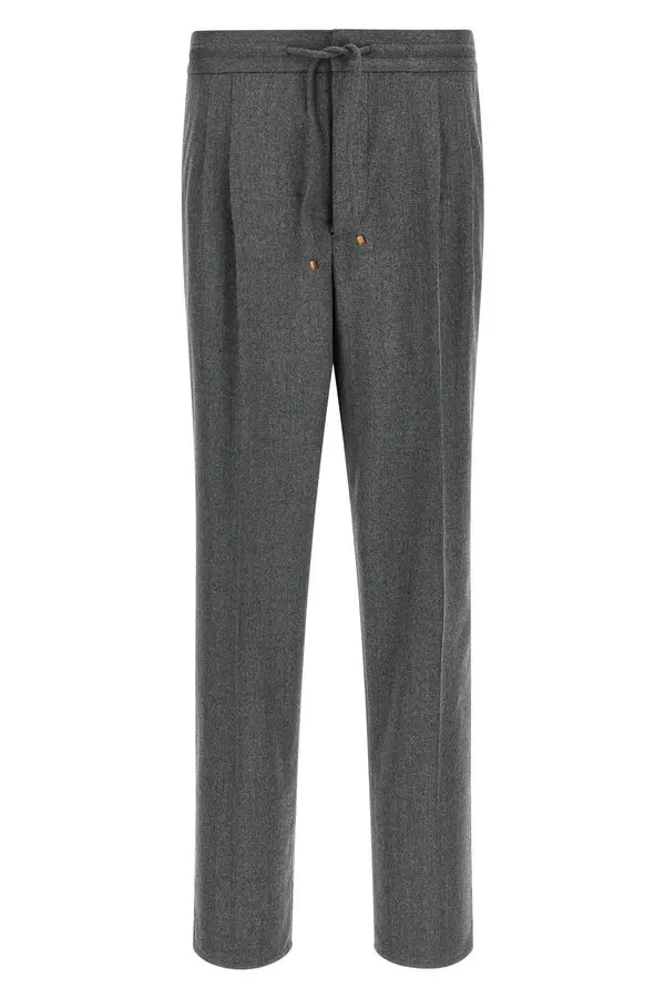 Brunello Cucinelli Wool Flannel Pants - Gray