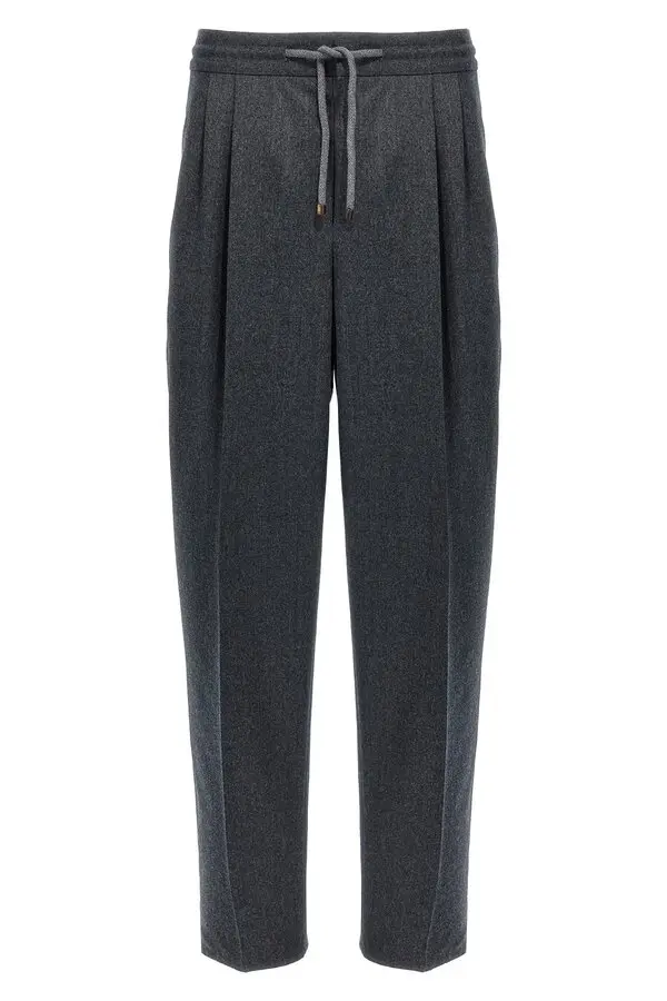 Brunello Cucinelli Grey Flannel Trousers - Gray