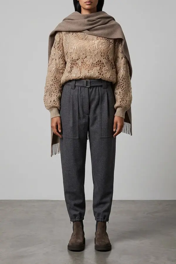 Brunello Cucinelli Grey Relaxed Cargo Trousers