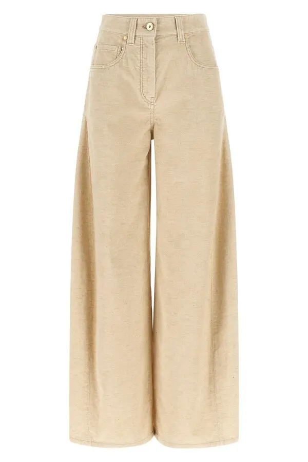 Brunello Cucinelli Wide-leg Corduroy Trousers - Beige