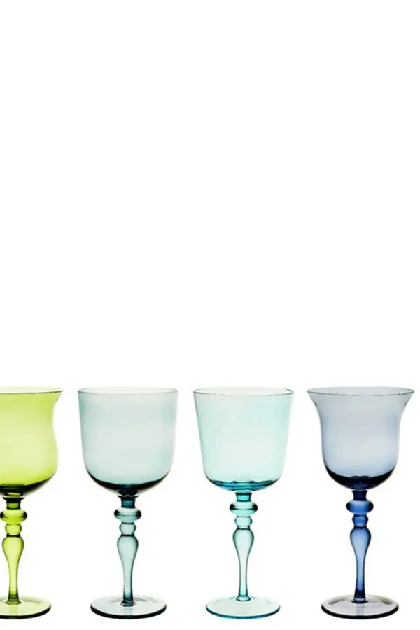 BITOSSI Set Of 6 Goblets 'assorted Shapes Blue/green Nuance
