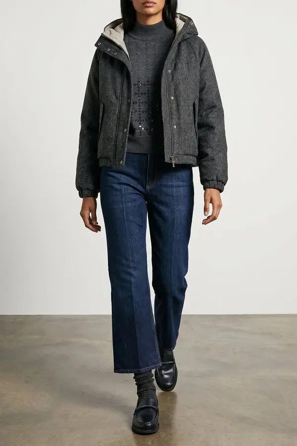 Brunello Cucinelli Down Jacket With Metal Snaps