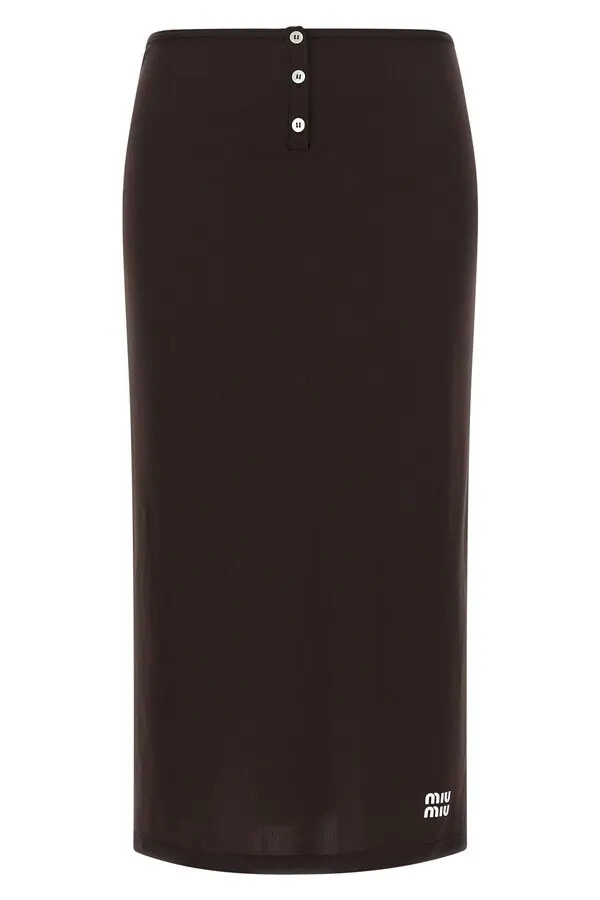 Miu Miu Ebony Stretch Jersey Midi Skirt