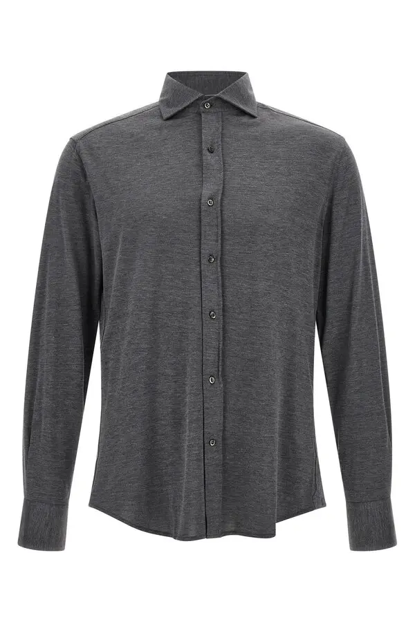 Brunello Cucinelli Cotton And Silk Shirt - Gray
