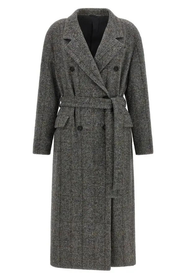 Brunello Cucinelli Heritage Check Alpaca-blend Coat