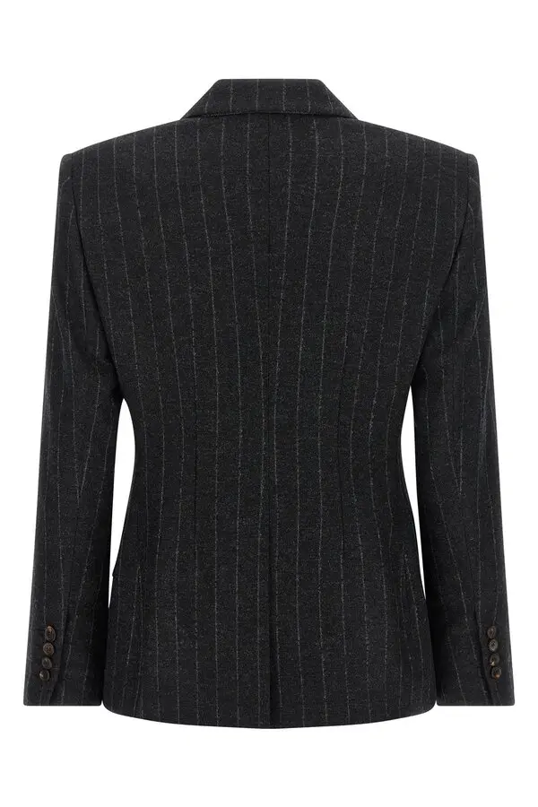 Brunello Cucinelli Double-breasted Blazer With Luminous Pinstripes