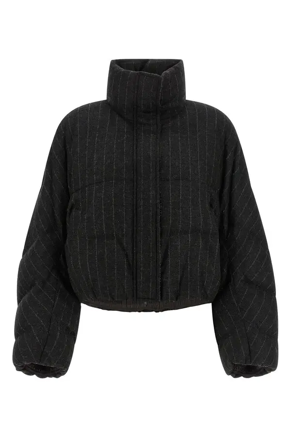 Brunello Cucinelli Cropped Pinstripe Padded Jacket
