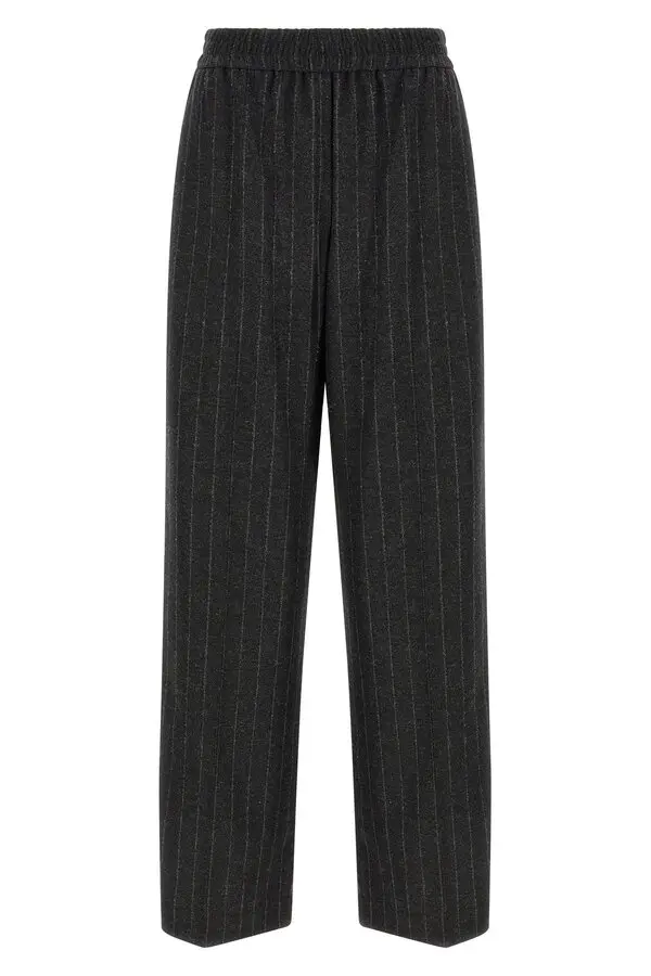 Brunello Cucinelli Micro Sequin Pinstripe Pants - Gray