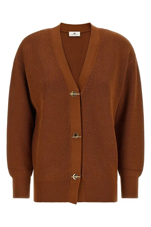 Elisabetta Franchi Cardigan With T-bar Closures - Brown