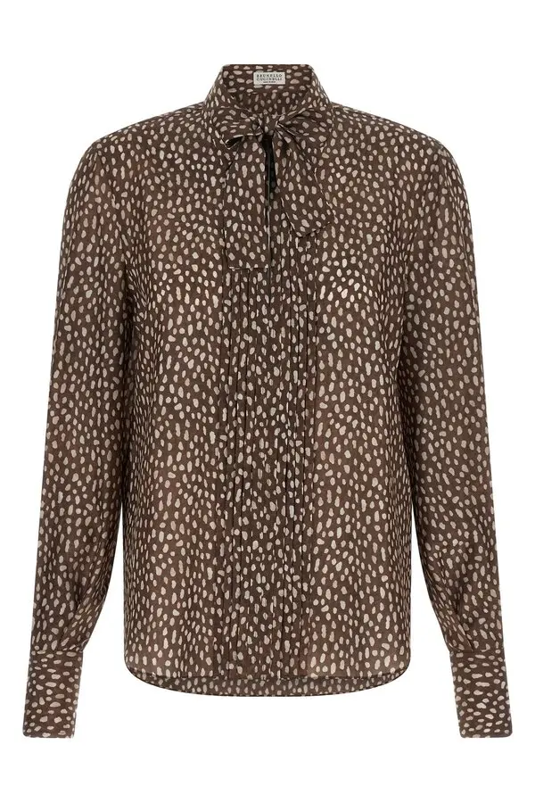 Brunello Cucinelli Silk Shirt With Pussy-bow Collar