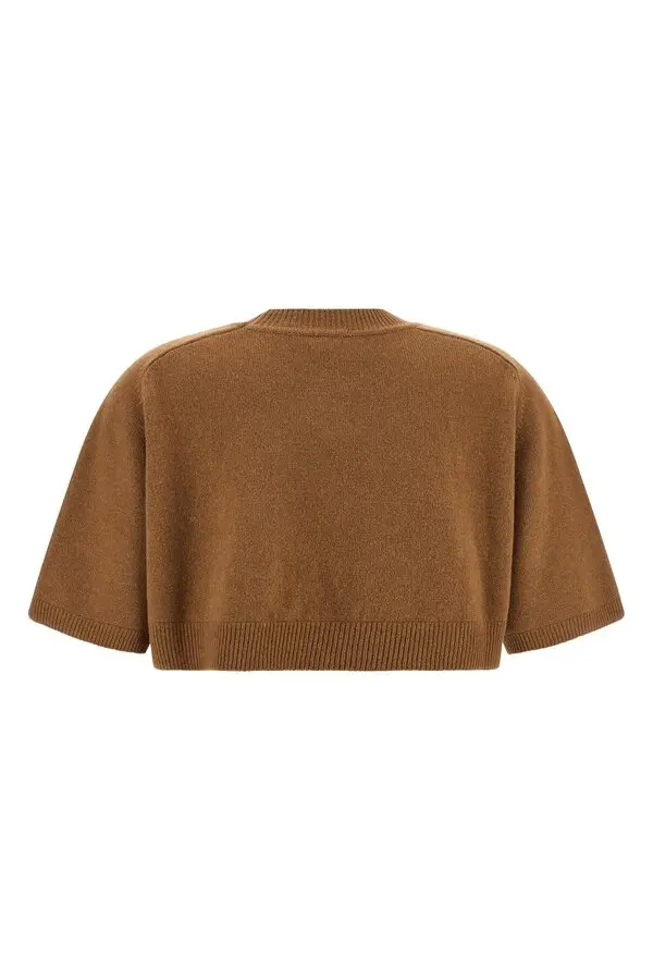Elisabetta Franchi Cropped Sweater With Logo Pocket