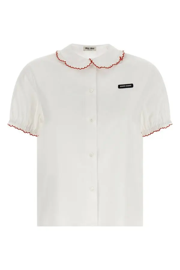 Miu Miu Cotton Shirt With Peter Pan Collar