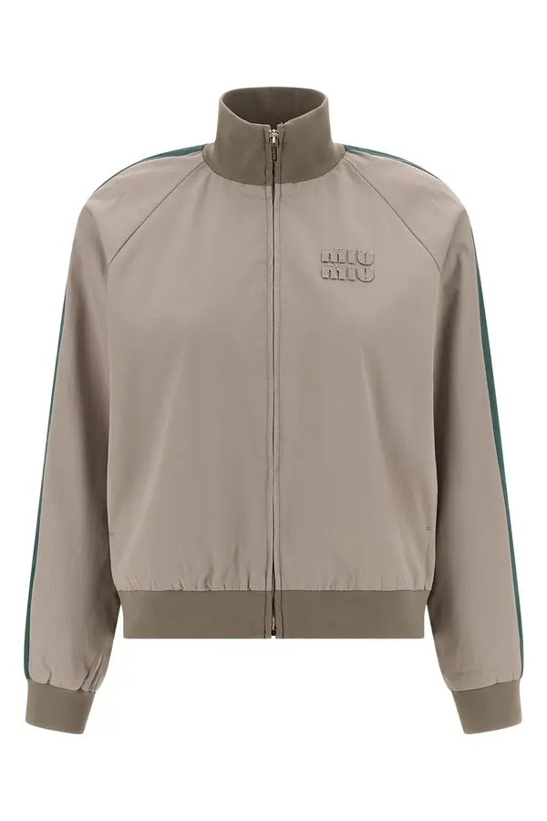 Miu Miu Cotton Twill Bomber Jacket - Gray