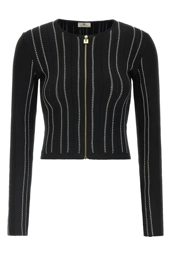 Elisabetta Franchi Cropped Knit Cardigan - Black