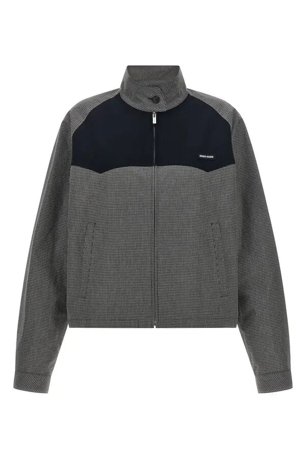 Miu Miu Blouson With Contrast Yoke - Gray