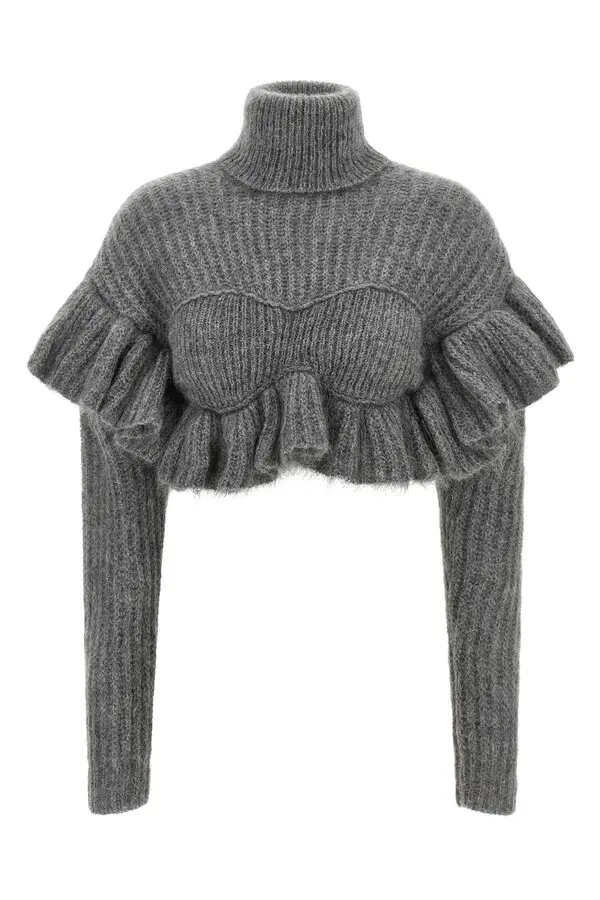 Elisabetta Franchi Ruffled Sweater - Gray