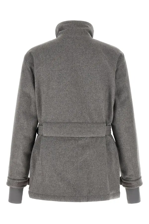 Brunello Cucinelli Grey 'mountain' Sahariana Padded Wool Jacket