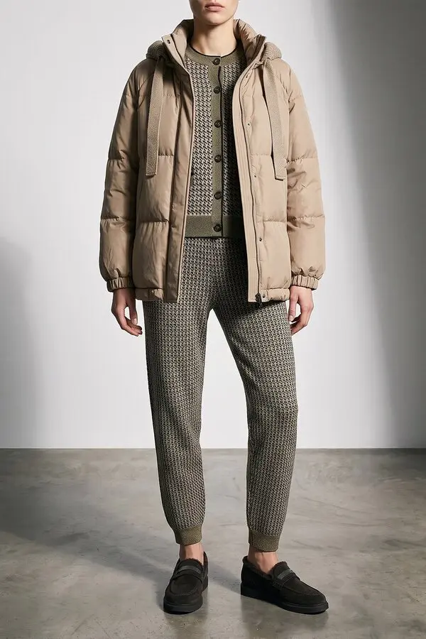 Brunello Cucinelli Lamé Houndstooth Cardigan