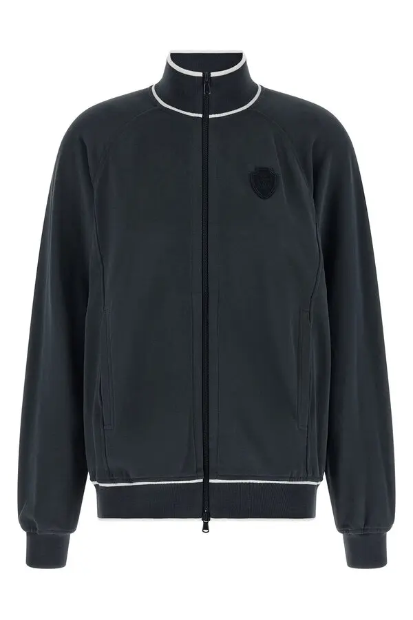Brunello Cucinelli Sweatshirt With Crest Logo - Blue