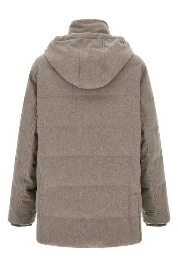 Brunello Cucinelli Membraned Wool Flannel Parka