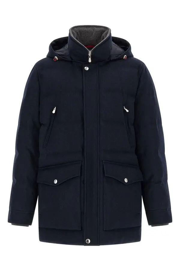 Brunello Cucinelli Wool Flannel Parka - Blue