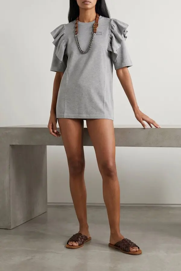 Miu Miu Mini Dress With Sculptural Ruffles