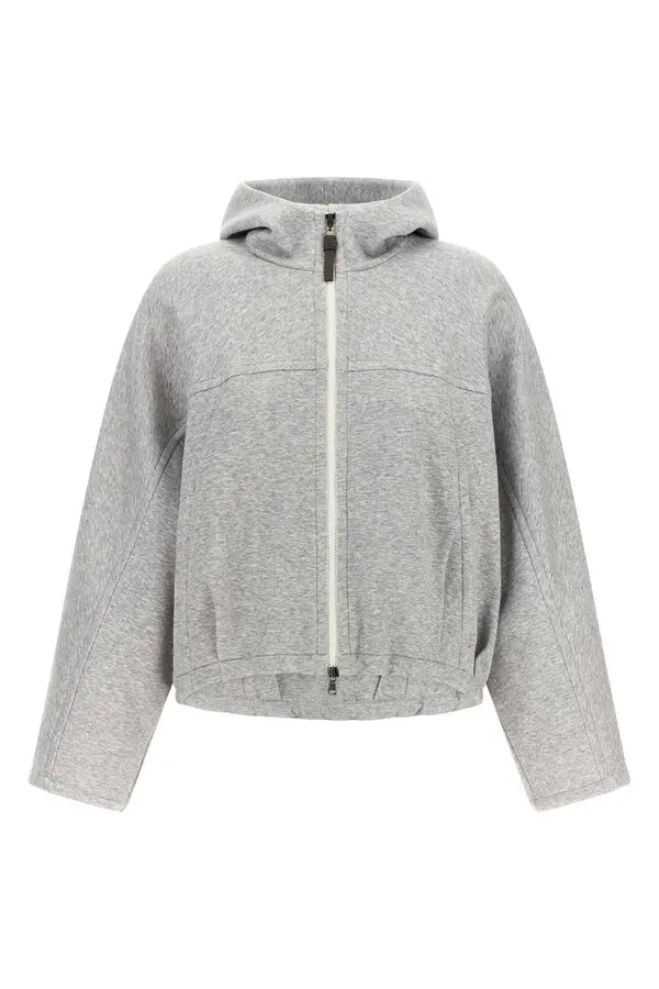 Brunello Cucinelli Shiny Zipper Pull' Cropped Hoodie