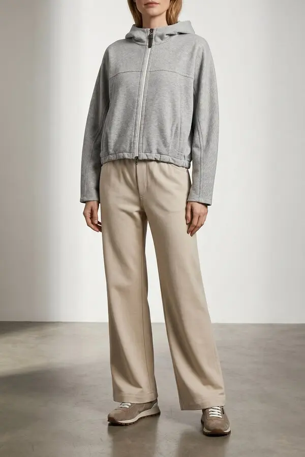 Brunello Cucinelli Shiny Zipper Pull' Cropped Hoodie