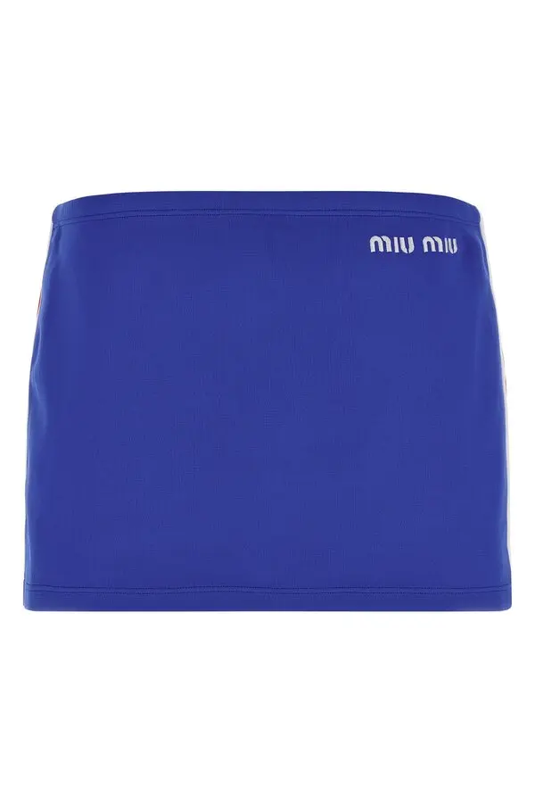 Miu Miu Mini Skirt With Side Stripes - Blue
