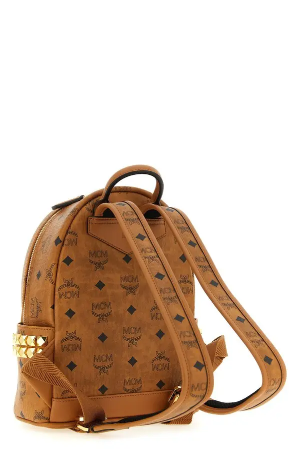 Mcm Stark Mini Backpack With Pyramid Studs