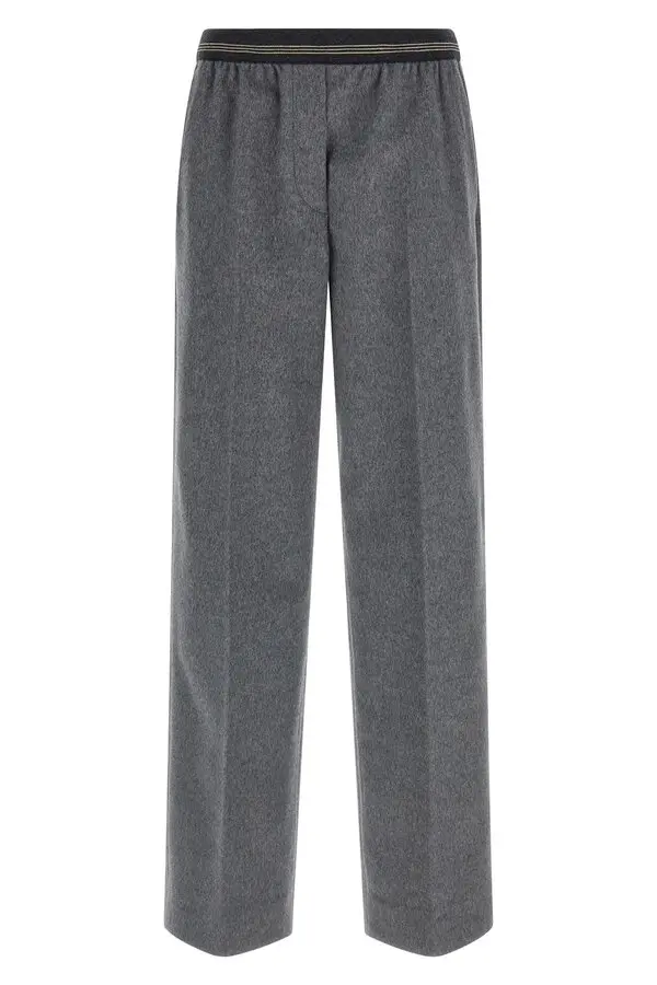 Miu Miu Wool Trousers With Embroidered Logo