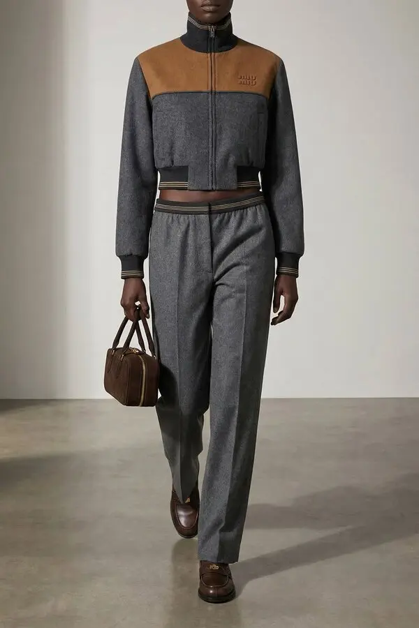 Miu Miu Wool Trousers With Embroidered Logo