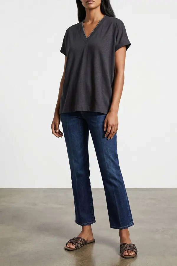 Brunello Cucinelli T-shirt With Monili V-neck