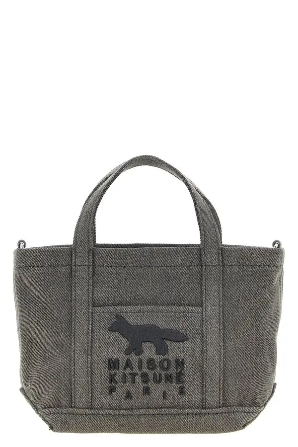 Maison Kitsuné Mini 'profile Fox' Tote - Gray