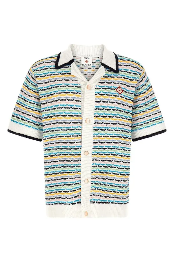 Casablanca Short Sleeve Shirt With Three-dimensional Knit