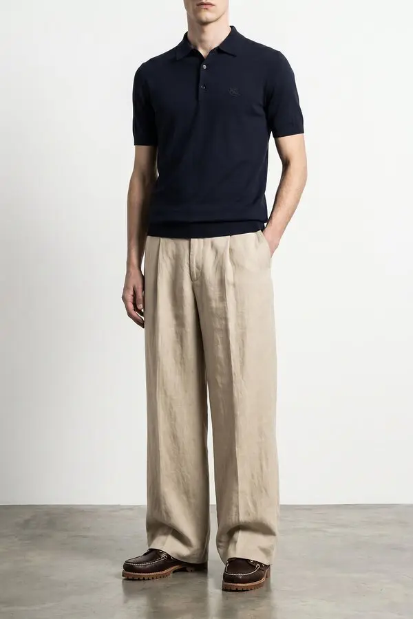 Etro Cotton Polo With Pegaso Embroidery