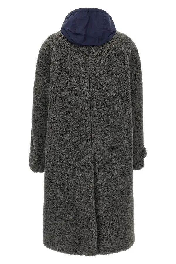 Miu Miu Teddy Coat With Nylon Hood