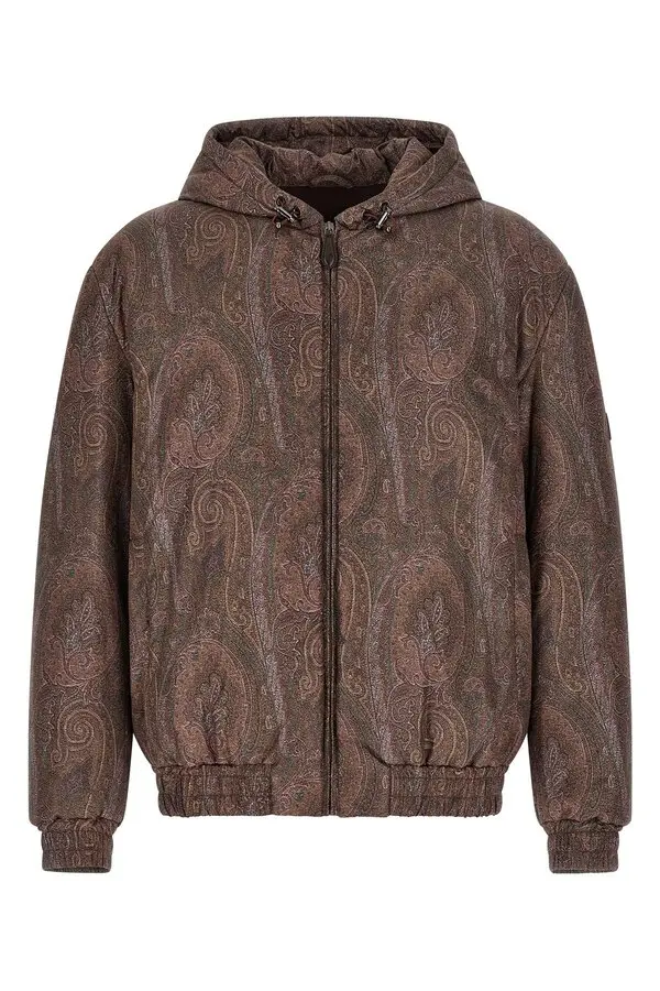 Etro Technical Canvas Bomber With Pegaso Detail - Brown