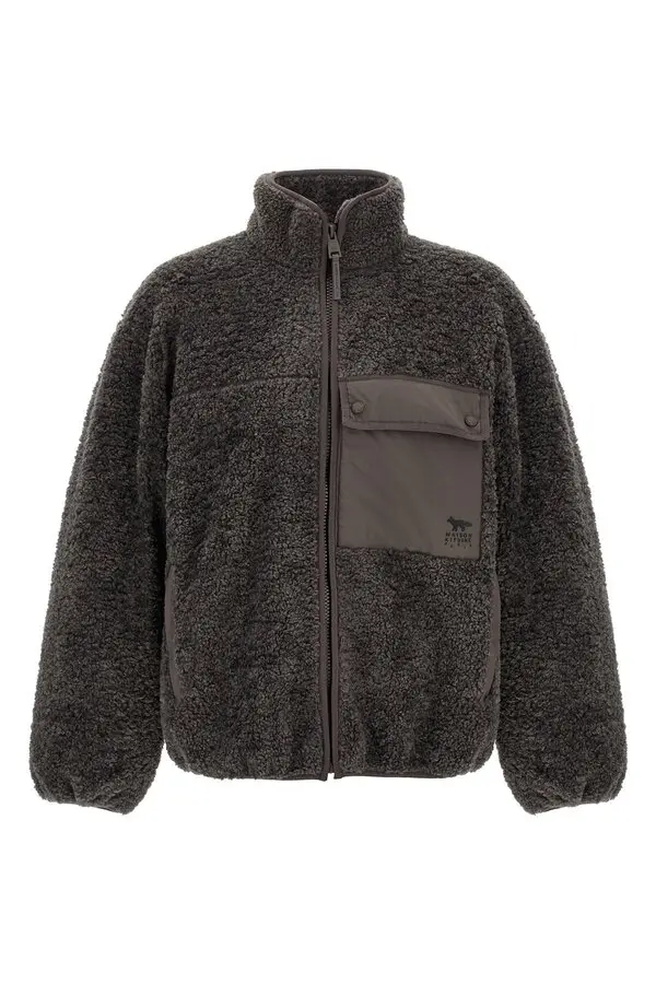 Maison Kitsuné Teddy Fleece Jacket With Contrast Pocket
