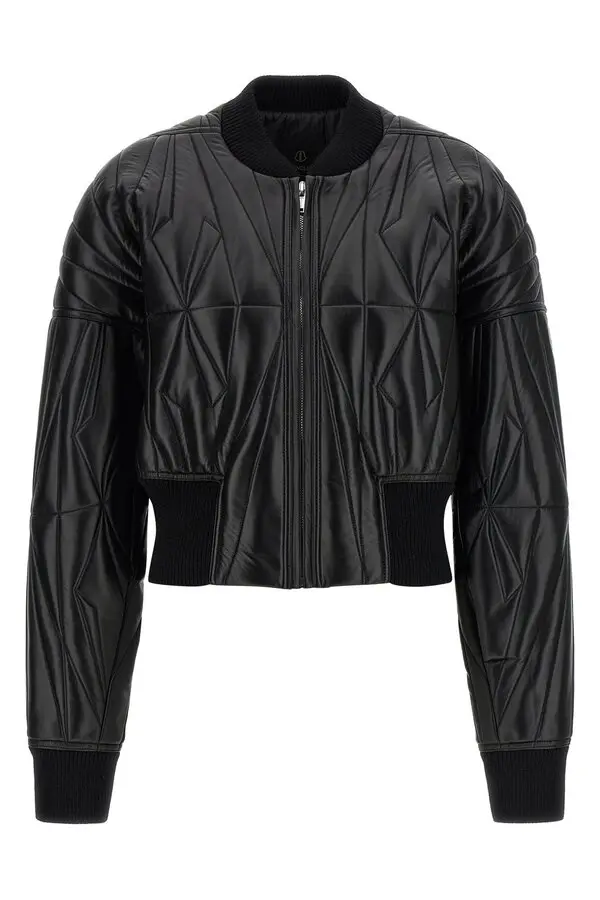 Rick Owens Bomber With Geometric Quilted Pattern - Black