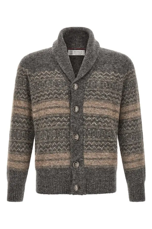 Brunello Cucinelli Nordic Jacquard' Cardigan - Gray