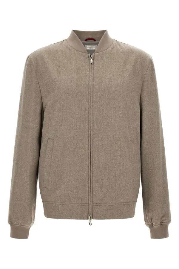 Brunello Cucinelli Light Flannel Bomber Jacket - Gray