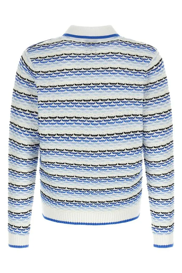 Casablanca Tuck Stitch Long Sleeve Polo