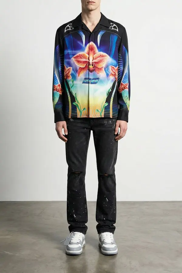 Casablanca Orchid Racer Color Silk Shirt